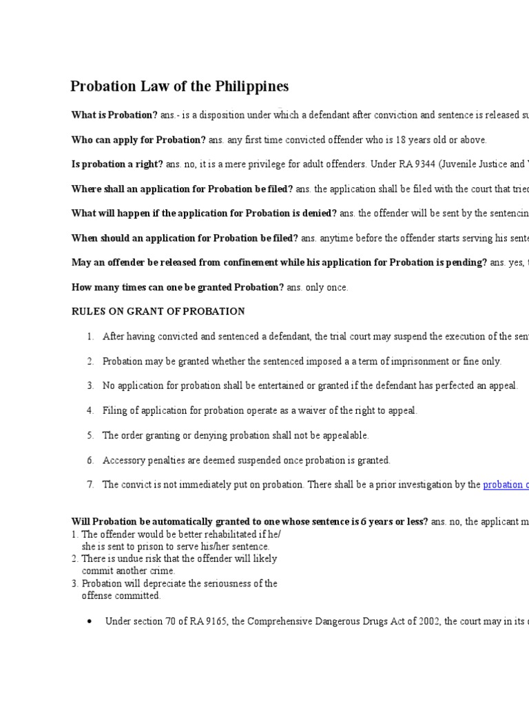 Probation Law of the Philippines | Probation | Pardon