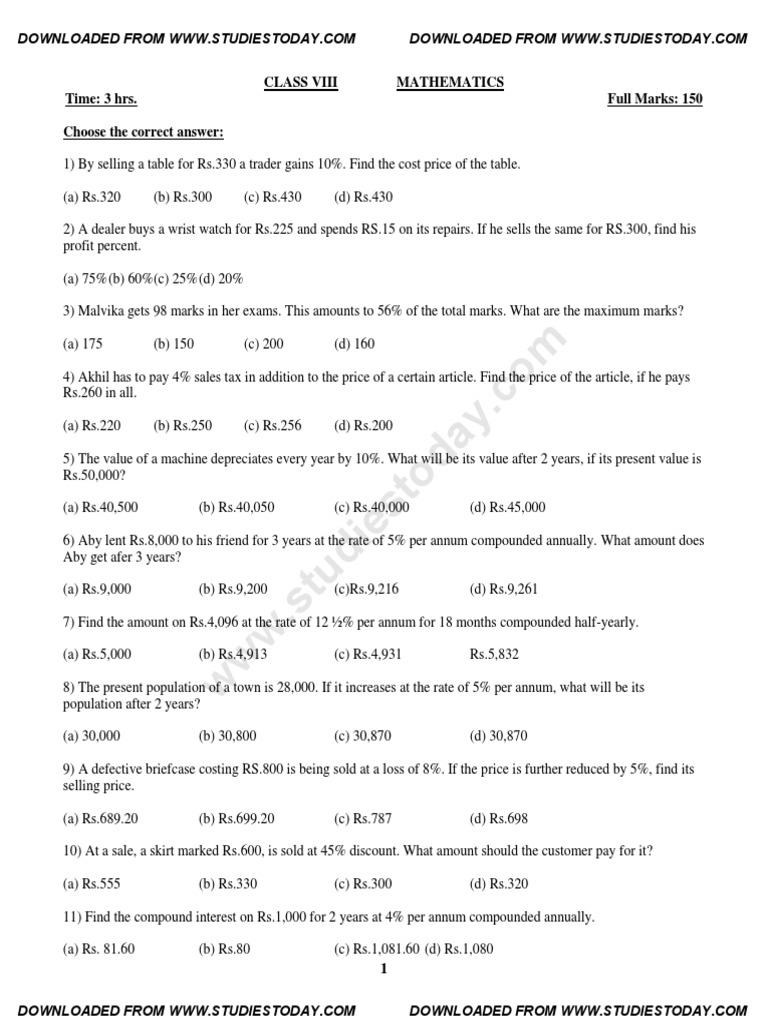 CBSE Class 8 Mathematics | PDF | Surface Area | Area