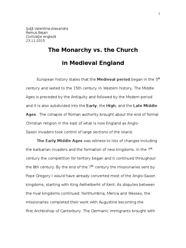 The Monarchy Vs The Church in Medieval England | PDF | Crusades ...