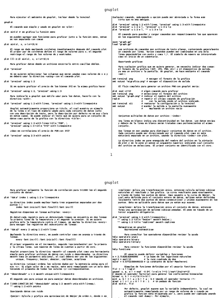 Ejemplos Gnuplot | PDF | Número complejo | Comillas