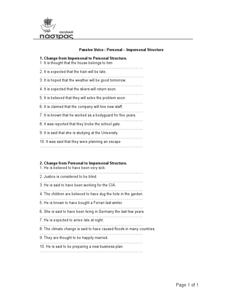 09 Change From Personal To Impersonal Structure | PDF | Home & Garden