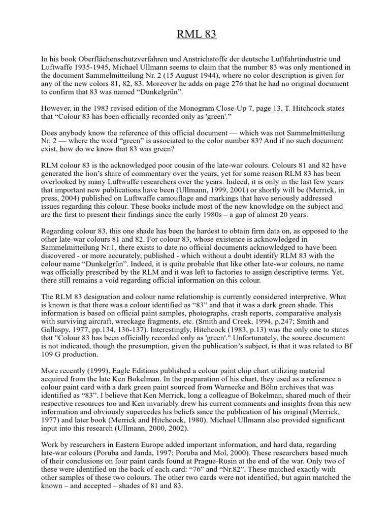 RLM 83 Green | PDF | Camouflage | Color