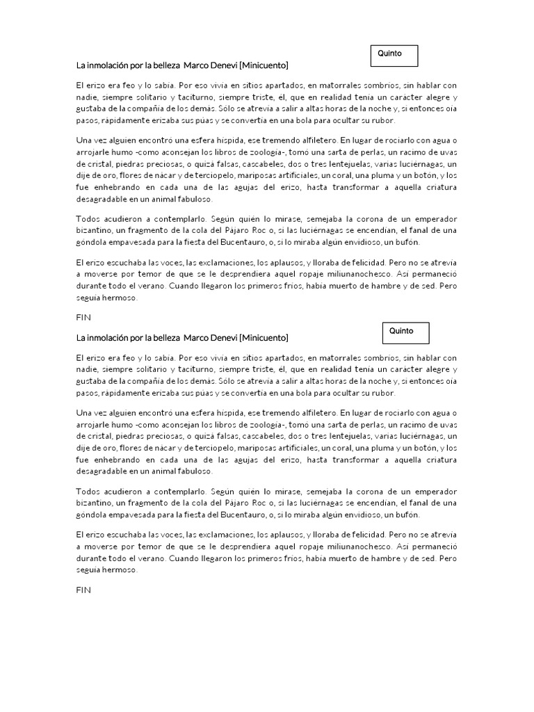 La Inmolación Por La Belleza Marco Denevi | PDF | Poesía | Libros para ...