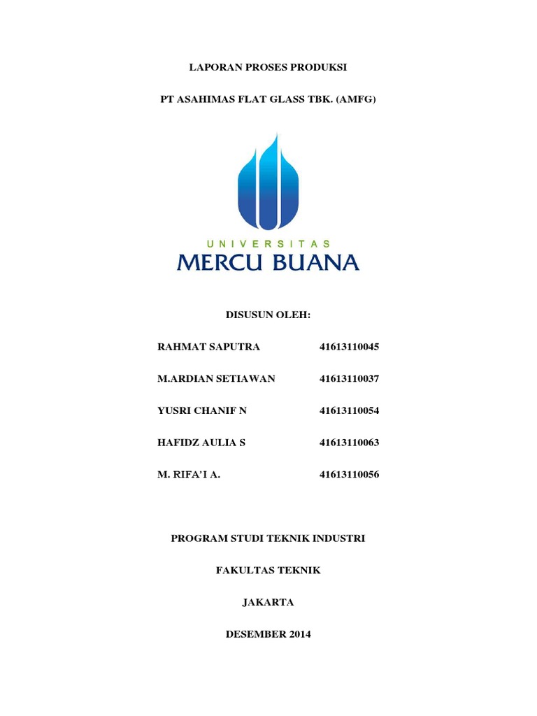 Laporan Proses Produksi PT Asahimas Flat Glass Tbk. (Amfg) | PDF
