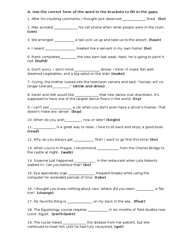 Infinitive and Gerund Exercises | PDF