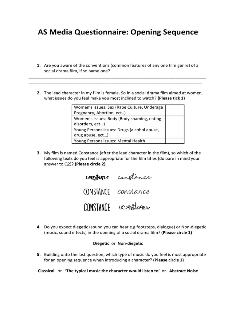 As Media Questionnaire | PDF