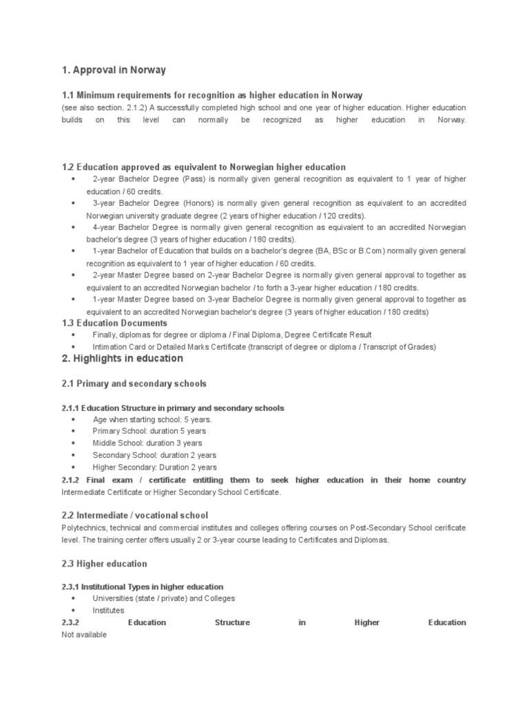 Accreditation of Pakistani Degrees in Norway | PDF | Academic Degree ...