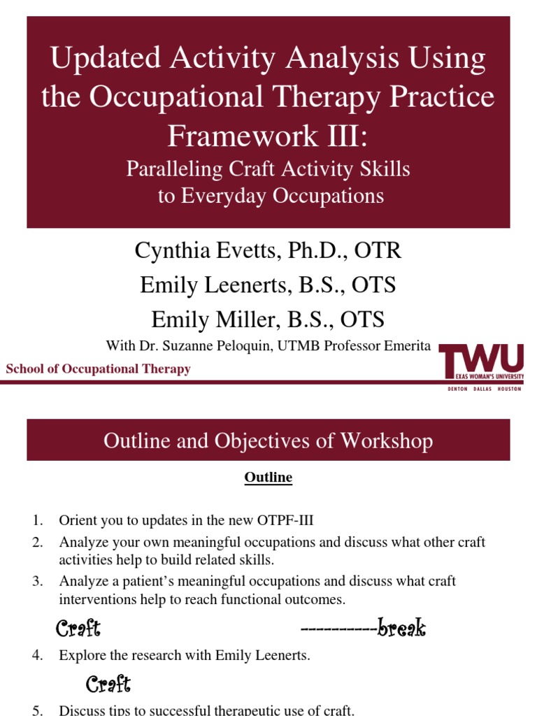 Updated Activity Analysis Using The Occupational Therapy Practice ...