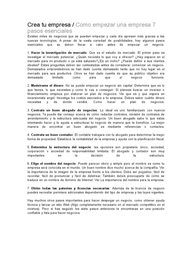 Crea Tu Empresa | PDF | Negocios