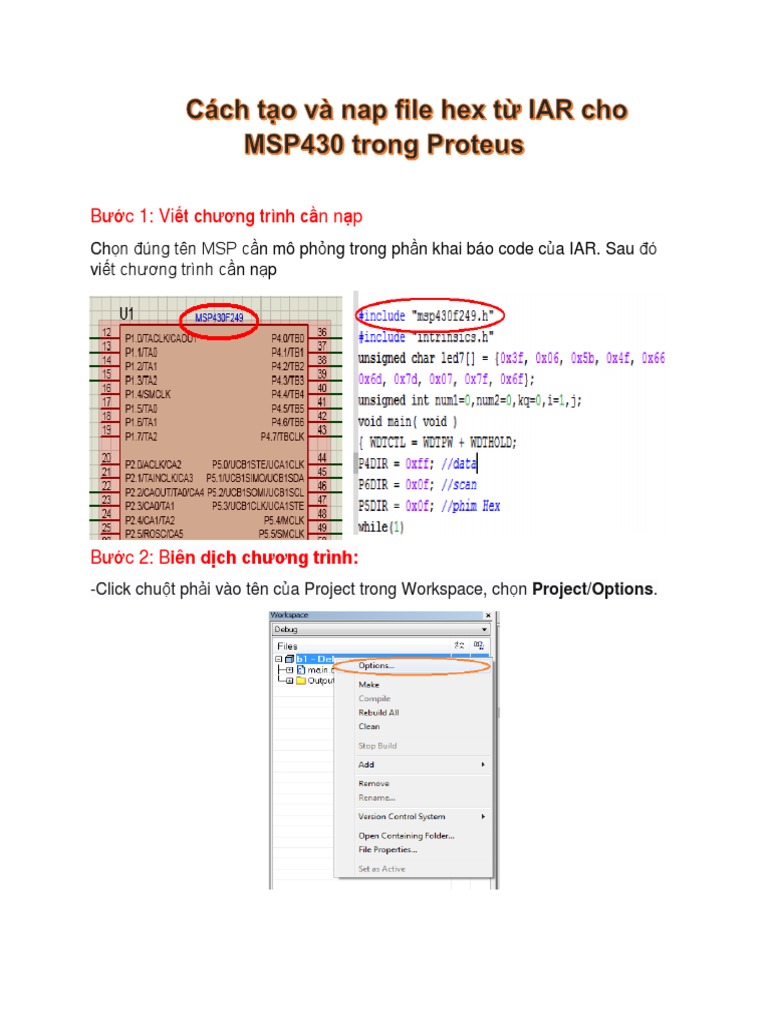 Cách T o Và Nap File Hex T IAR Cho MSP430 Trong Proteus PDF | PDF
