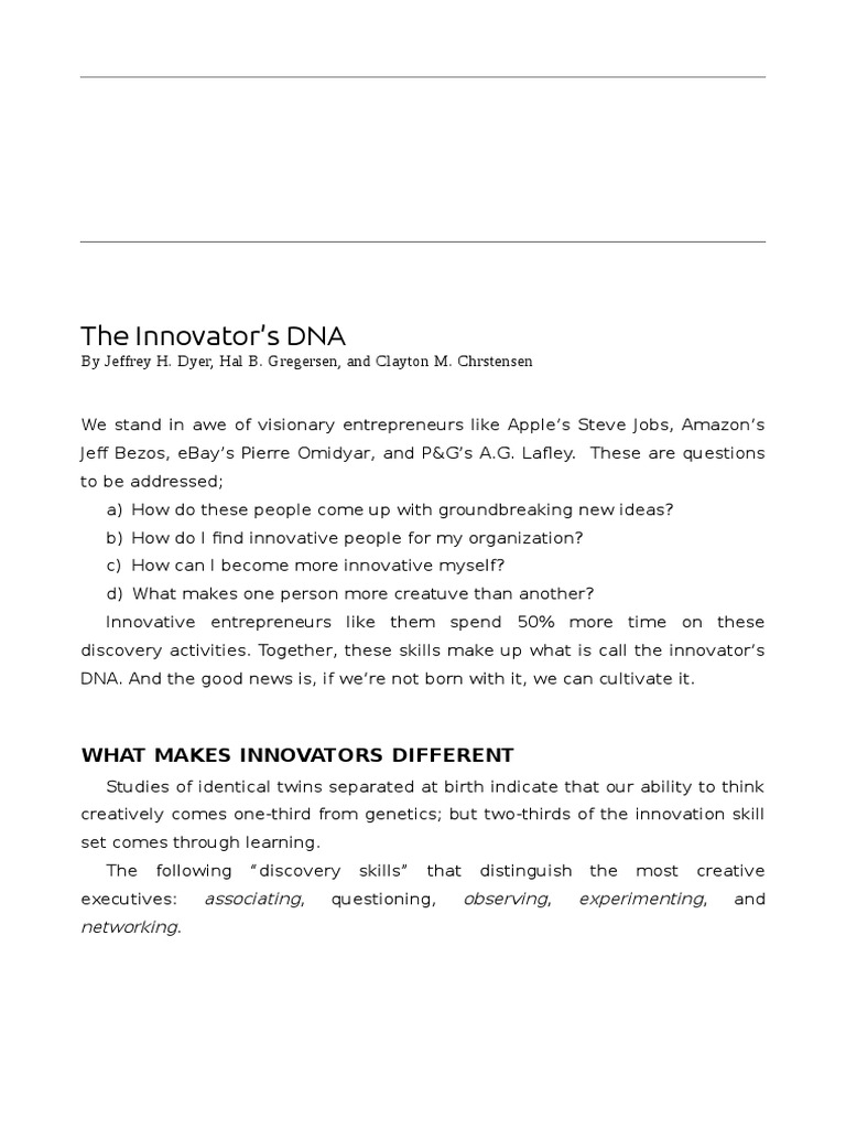 The Innovators DNA | Download Free PDF | Pixar | Psychology