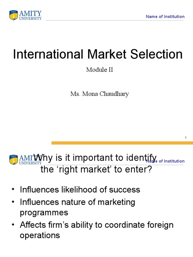 International Market Selection Strategies | PDF | Internationalization ...