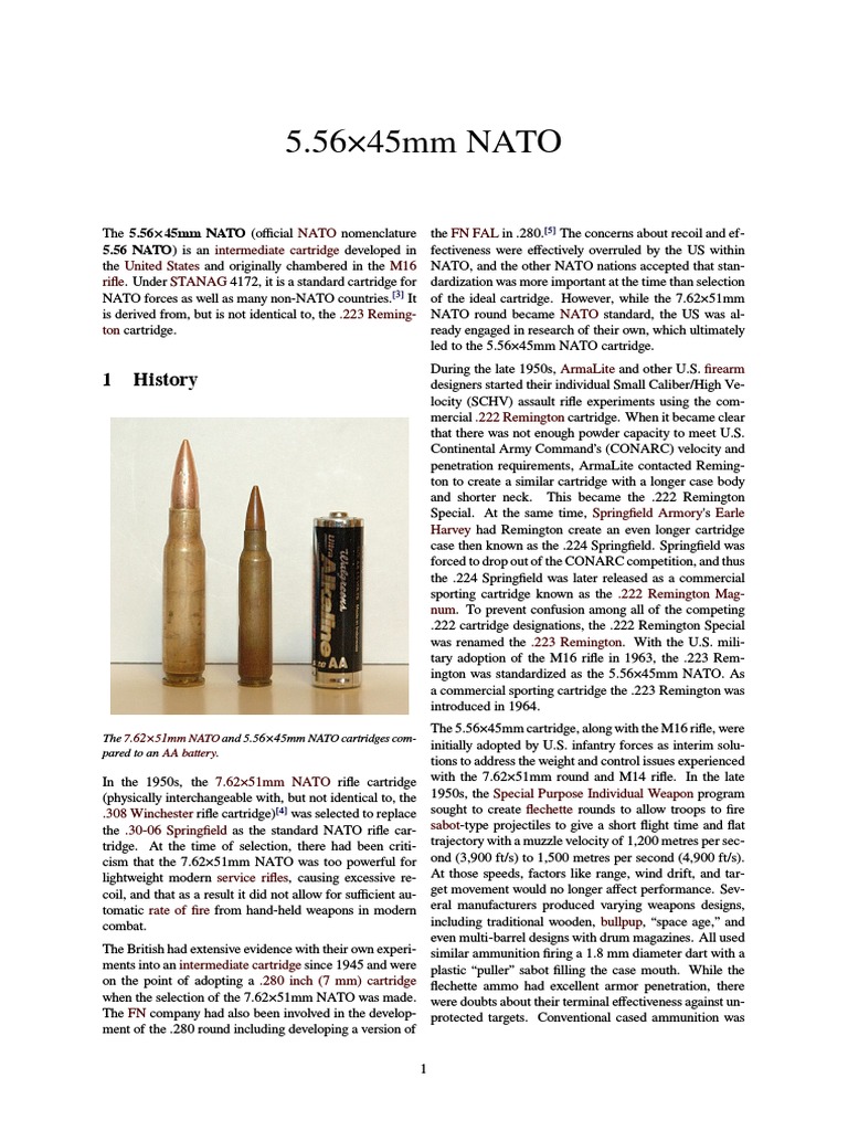 5.56×45mm NATO | PDF | Cartridge (Firearms) | Firearms