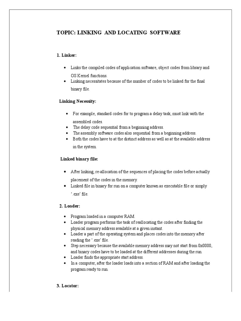 Topic: Linking and Locating Software: 1. Linker | PDF | Computer ...