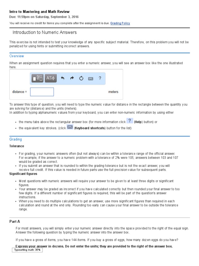 MasteringPhysics Pearson-Intro To Mastering and Math Review | PDF | Area | Fraction (Mathematics)