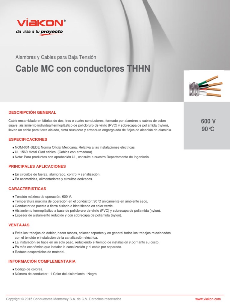 Cable Armado Viakon | PDF | Conductor electrico | Industrias