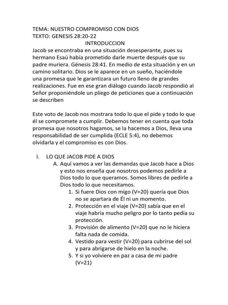 Nuestro Compromiso Con Dios | PDF | Jacob | Biblia