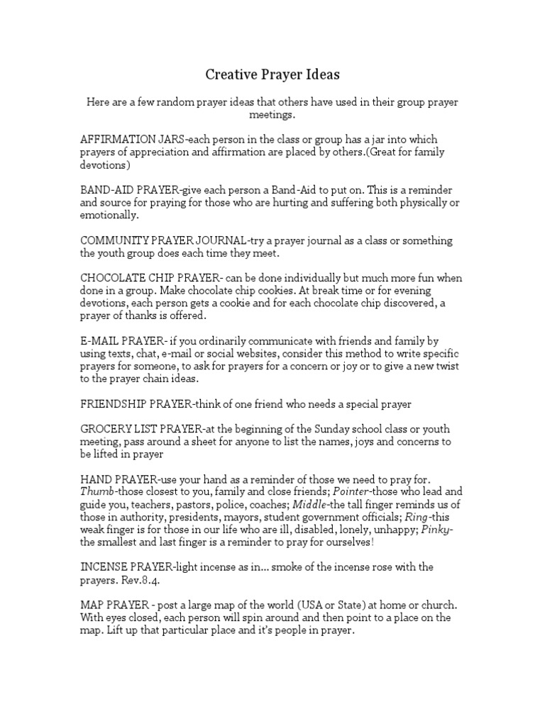 Creative Prayer Ideas | PDF | Sewing | Prayer