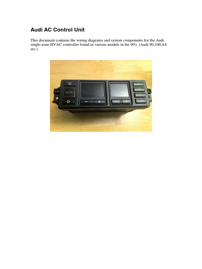 Audi AC Control Unit | Download Free PDF | Electrical Connector | Air ...