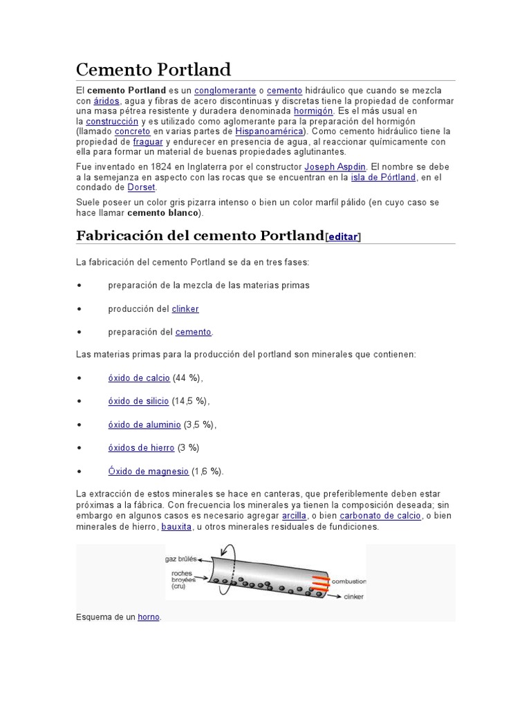 Cemento Portland | Descargar gratis PDF | Cemento | Hormigón