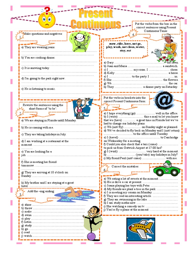 2306 Present Continuous Exercises | PDF | Language Arts & Discipline ...