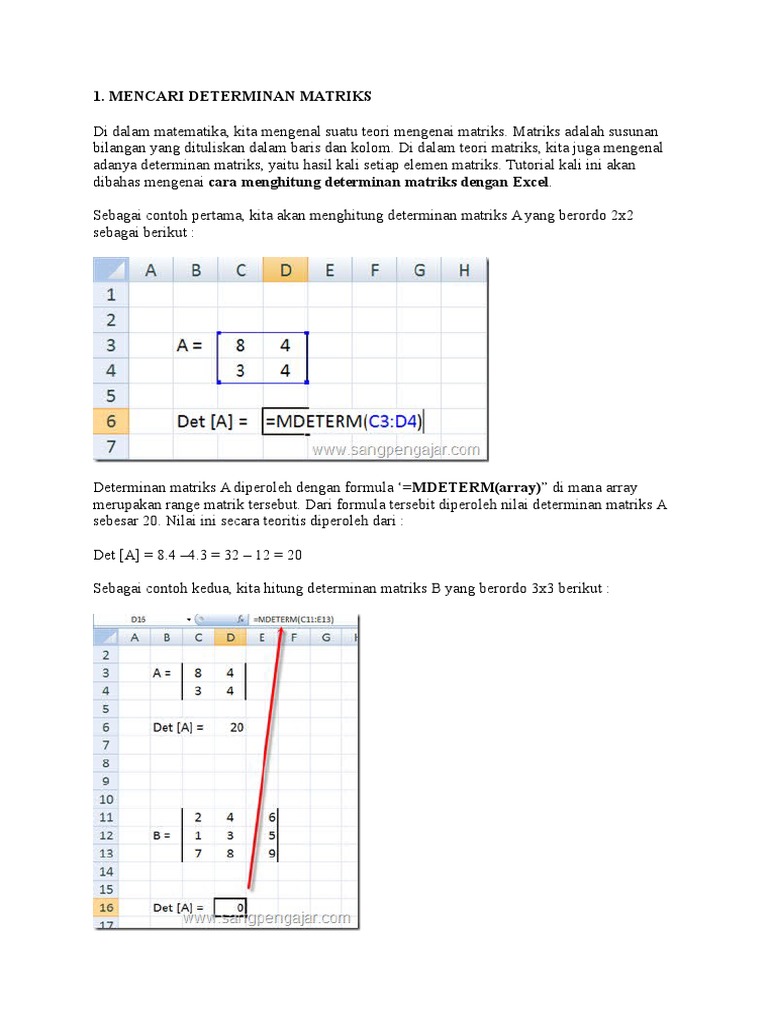 Operasi Matriks ExceL | PDF | Metode & Bahan Ajar