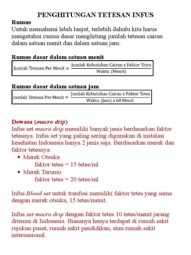 Rumus Menghitung Tetesan Infus Anak | PDF | Kesehatan Holistik