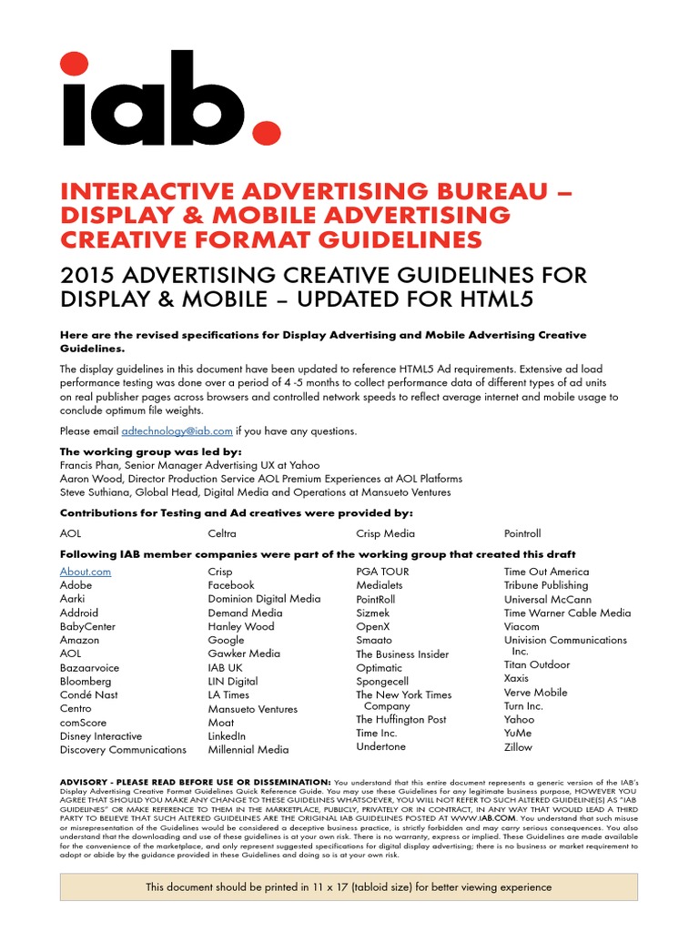 IAB Display Mobile Creative Guidelines HTML5 2015 PDF | PDF