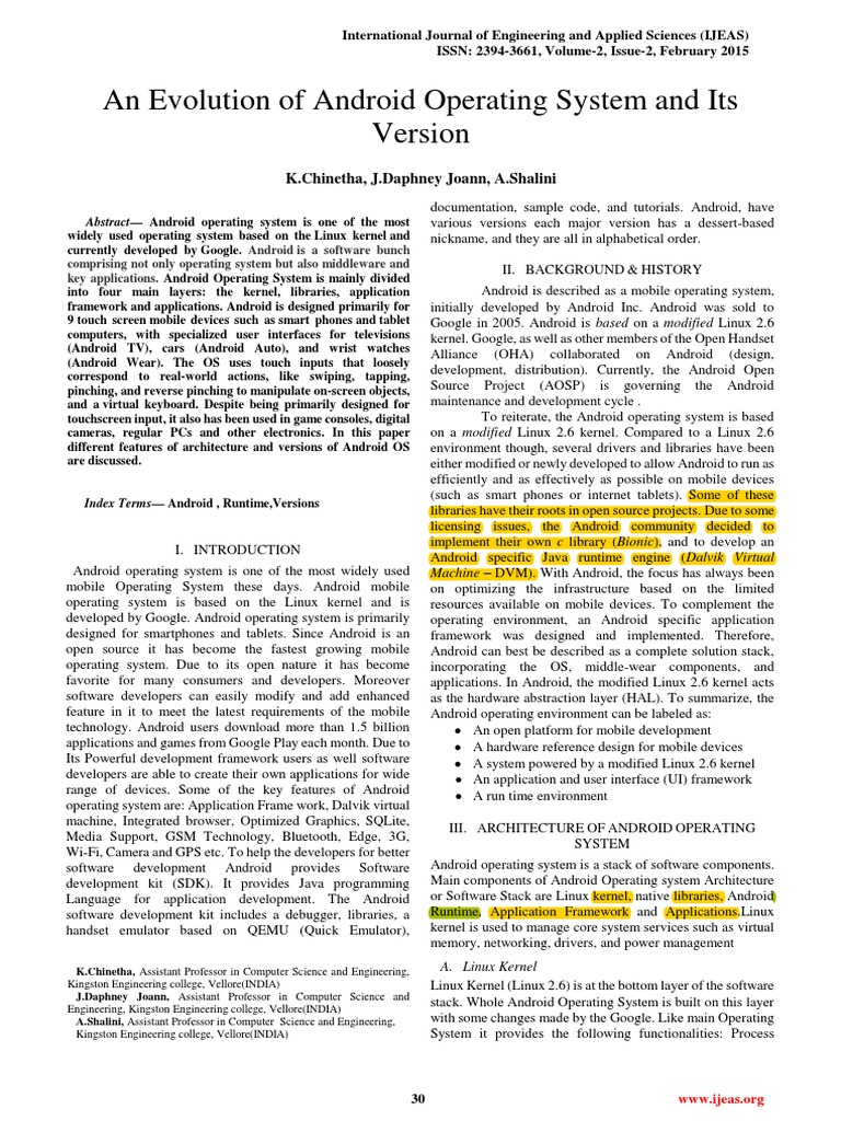 An Evolution of Android Operating System and Its: K.Chinetha, J.Daphney ...