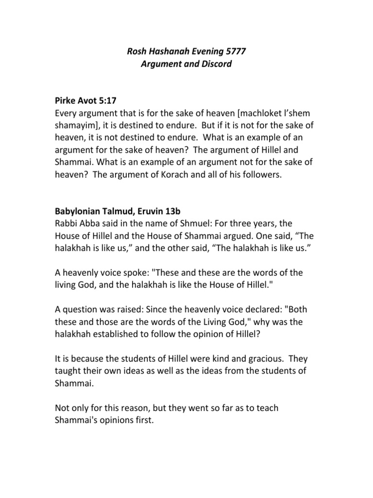 Hillel and Shammai: Argument and Discord | PDF | Halakha | Rabbi