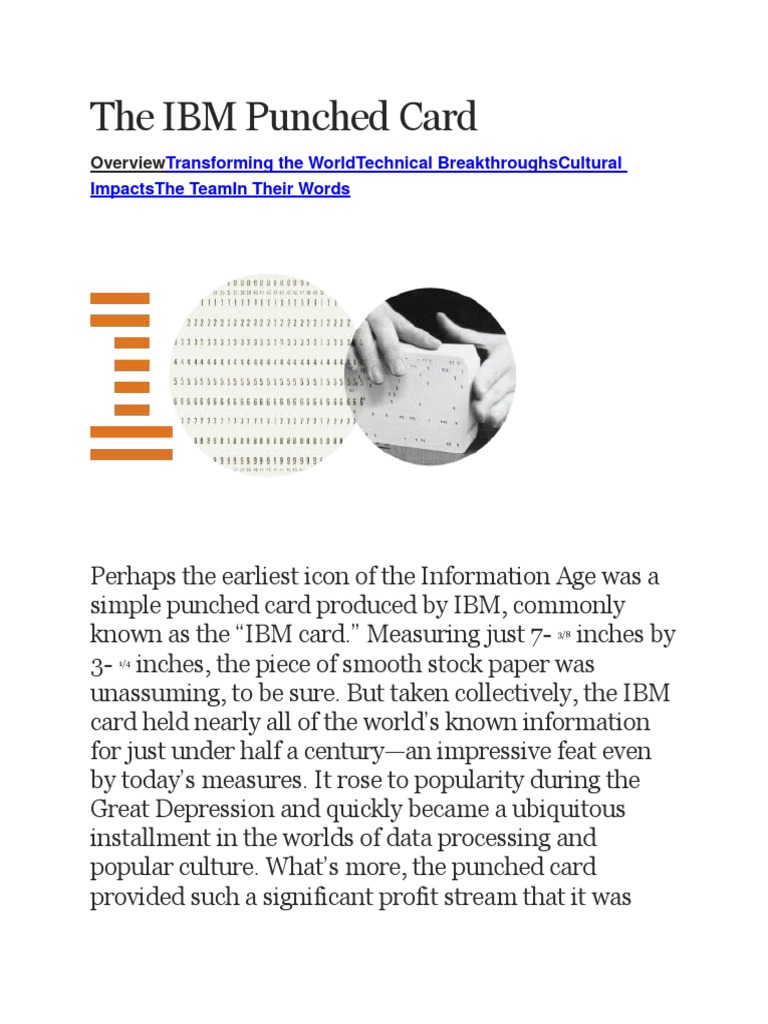 The IBM Punched Card | Computing | Technology | Free 30-day Trial | Scribd