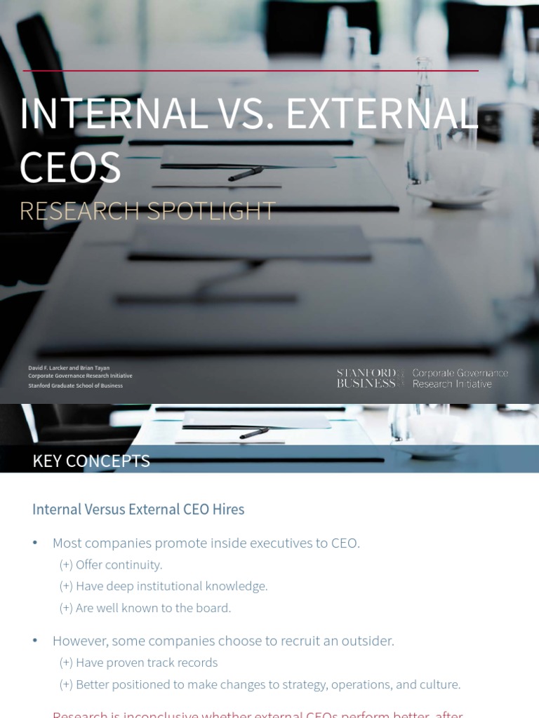 Internal vs. External CEOs - Research Spotlight | PDF | Corporate ...