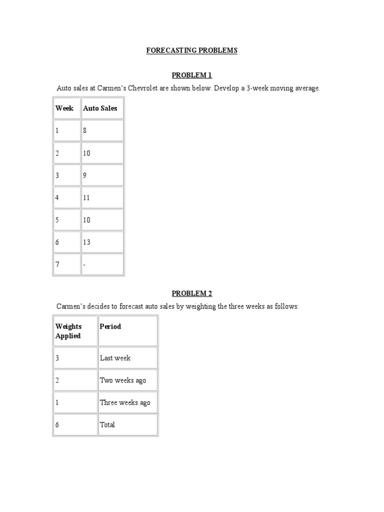 01 Forecasting Problems | PDF | Business | Technology & Engineering