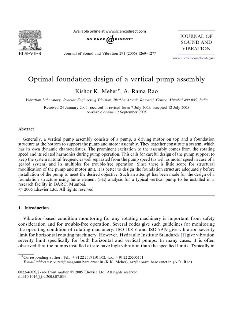 Optimal Foundation Design of A Vertical Pump Assembly | PDF | Resonance ...