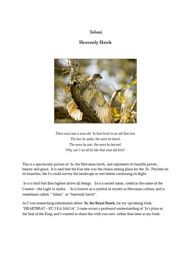 'Iolani - Heavenly Hawk | PDF | Polynesia | Hawaii
