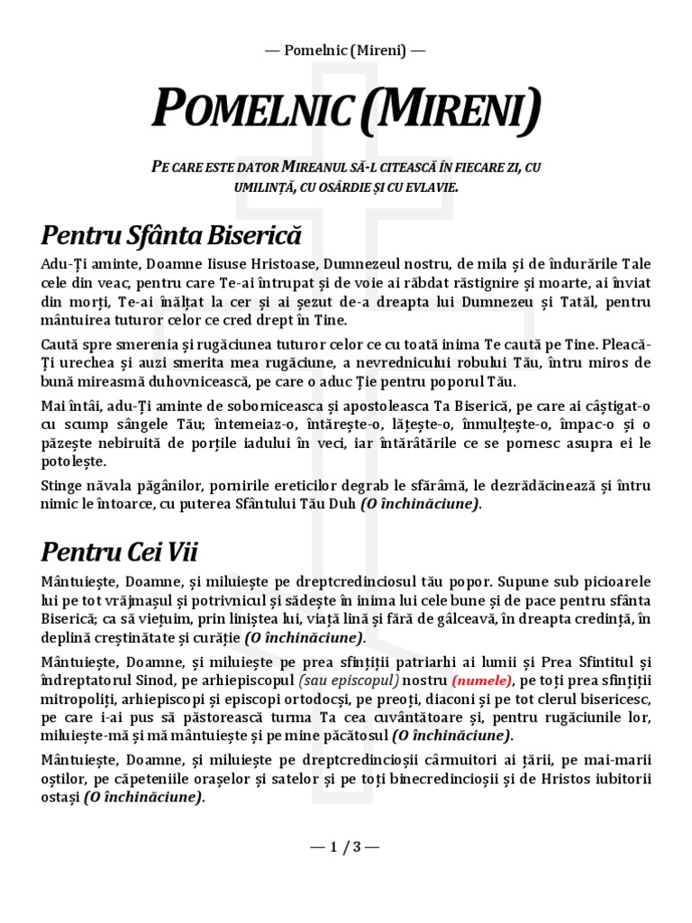 Pomelnic (Mireni) | PDF