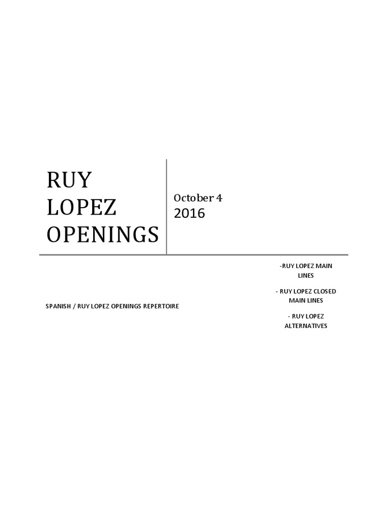 Chess Opening - Ruy Lopez | PDF | Chess | Chess Theory