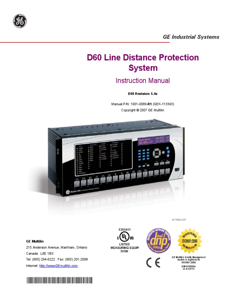 Distance Relay D60 | PDF | Input/Output | Signal (Electrical Engineering)