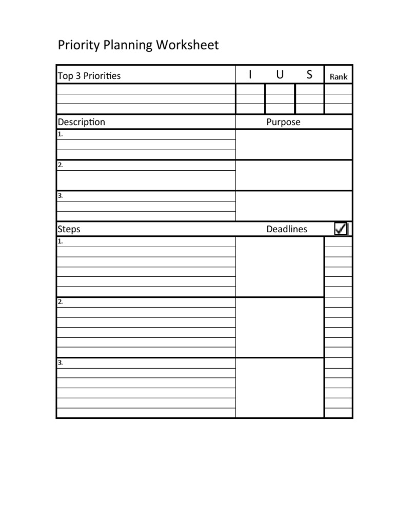 Priority Planning Worksheet: Top 3 Priorities | PDF