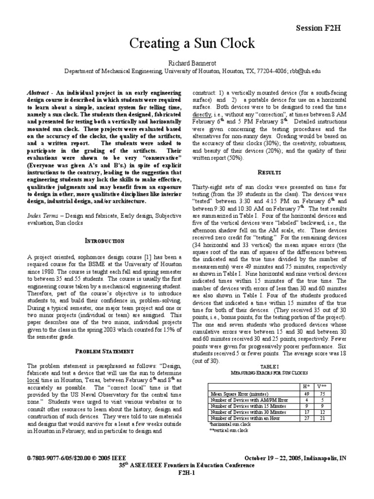 Sun Clock | PDF | Clock | Design