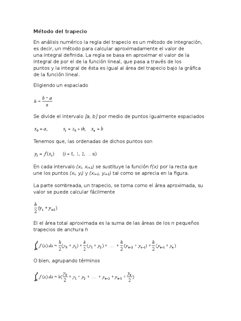 Método Del Trapecio | PDF | Integral | Análisis numérico