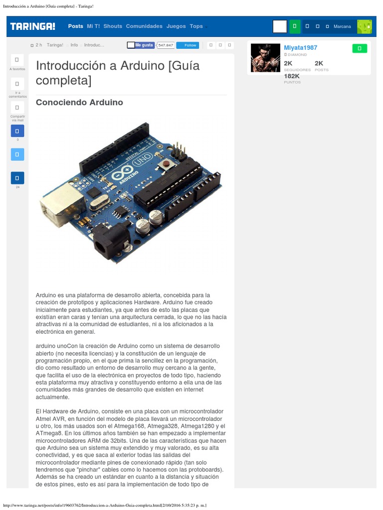 Introducción A Arduino (Guía Completa) - Taringa! | PDF | Arduino ... Introducción A Arduino (Guía Completa) - Taringa! | PDF | Arduino ...