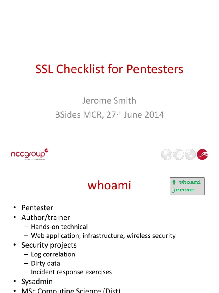 SSL Checklist For Pentesters Bsides MCR PDF | PDF