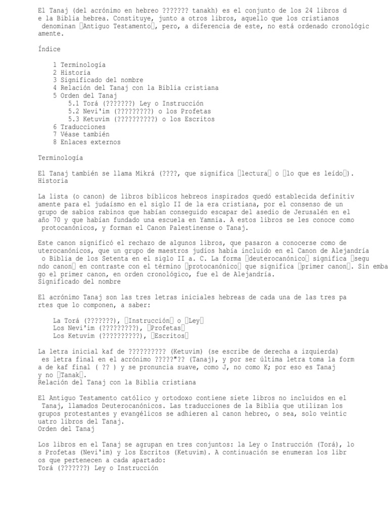 Tanaj Biblico | PDF | Tanakh | Canon bíblico