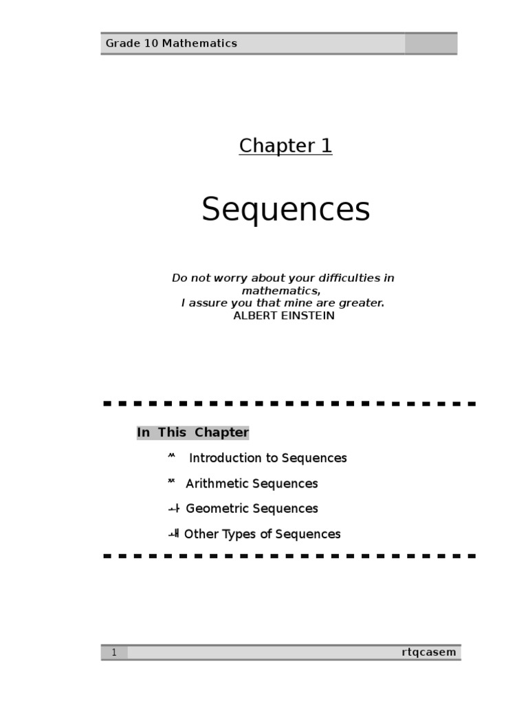 Sequences: Grade 10 Mathematics | PDF | Sequence | Summation