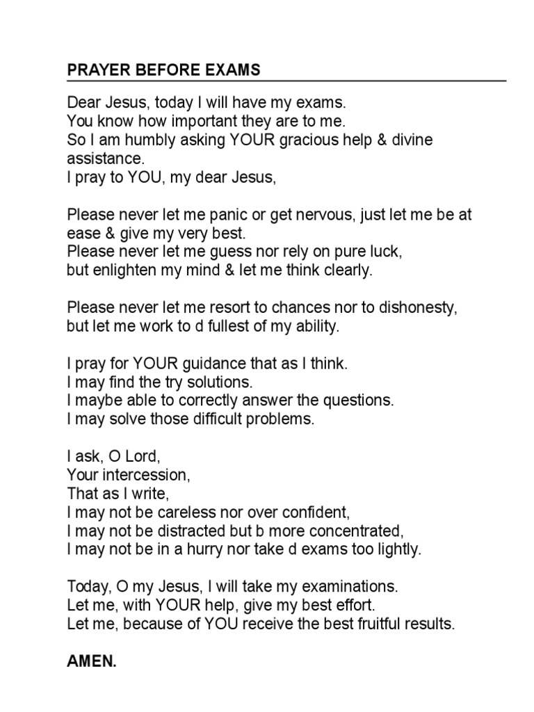 Prayer For Preparation To Study | PDF
