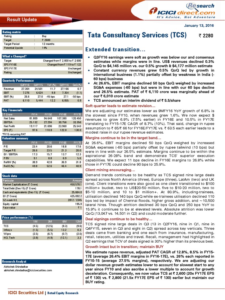 TCS Rating Downgrade to Buy | PDF | Securities (Finance) | Investment ...