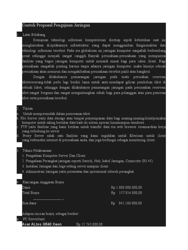 Contoh Proposal Pengajuan Jaringan | PDF