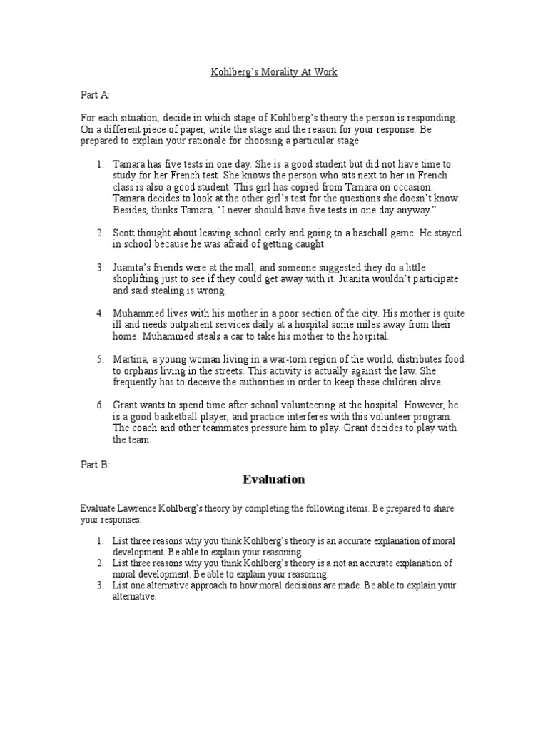 Kohlberg's Moral Development Analysis | PDF