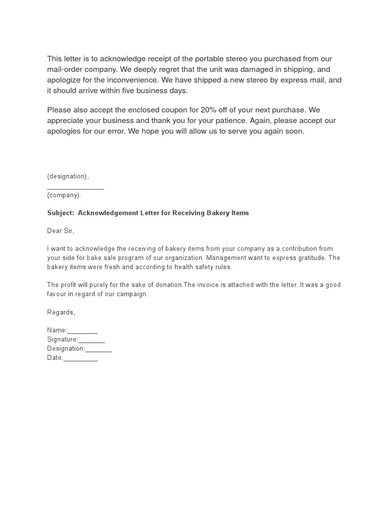 This Letter Is To Acknowledge | PDF